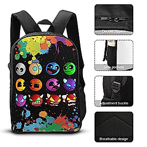 ONBJKPLG Geometry Dash Anime Backpack 17 Inch Cute Funny Bookbag Casual Laptop Daypack for Travel Picnic Camping