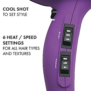 Hot Tools Pro Artist 1875W Turbo Ionic Dryer | Smooth, Frizz Free Blowouts (Purple)