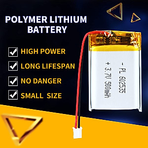Diginex AKZYTUE 3.7V 500mAh 602535 Lipo battery Rechargeable Lithium Polymer ion Battery Pack with PH2.0mm JST Connector