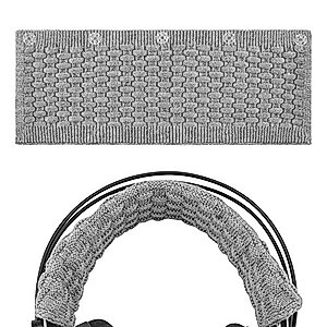 Geekria Knit Fabric Headband Pad Compatible with Logitech, Turtle Beach, Panasonic, AKG, Sennheiser, Sony Headphones, Head Cushion Pad Protector, Replacement Repair Part, Sweat Cover (Grey)