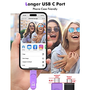 MOSDART 128GB USB C Dual Flash Drive Speed Up to 150MB/s with Keychain - 2 in 1 OTG USB 3.1 Type-C Thumb Drive Memory Stick for USB-C Android Phones, iPhone 15, MacBook, iPad, Computers, etc. Purple