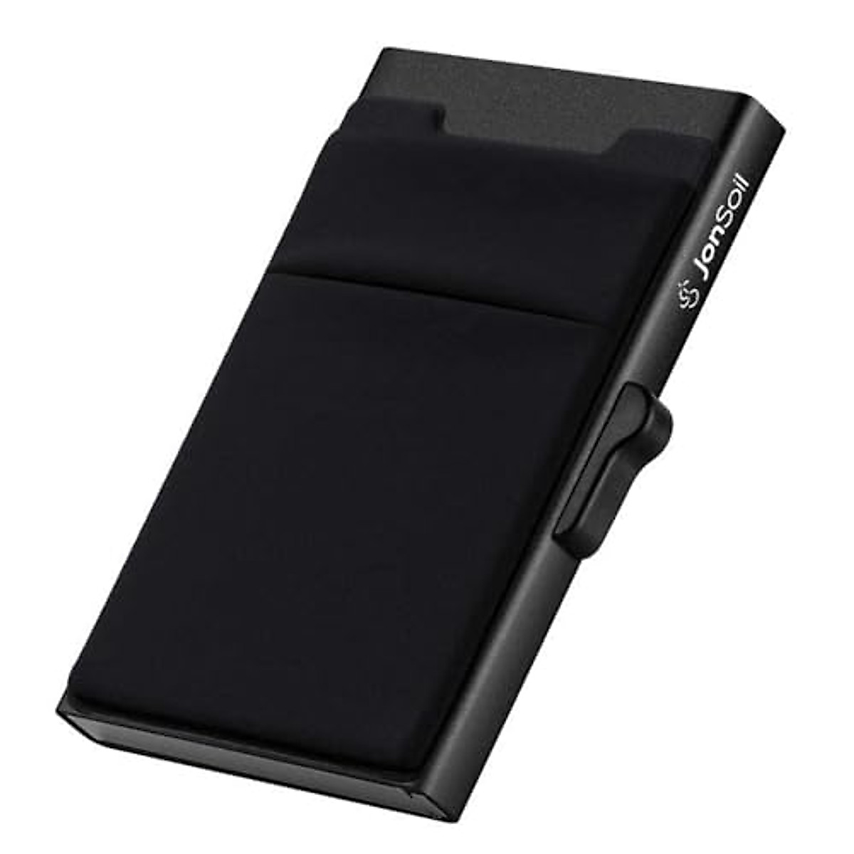 Jonsoil Minimalist Pop-up Mens Card Holder Smart RFID Wallet | Aluminum Metal Bank Card Case with Money Pocket | Slim Business Card Front Pocket Travel Wallet (Black)