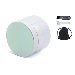 Grinder Small Zinc Alloy 2 inch, Multipurpose Crusher with Cleaning Tool and Bag (White Rainbow)