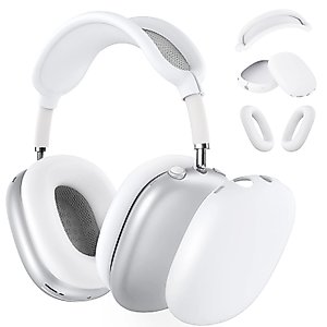 Silicone Case Cover for AirPods Max Headphones, Anti-Scratch Ear Pad Case Cover/Ear Cups Cover/Headband Cover for AirPods Max, Accessories Soft Silicone Skin Protector for Apple AirPods Max (White)