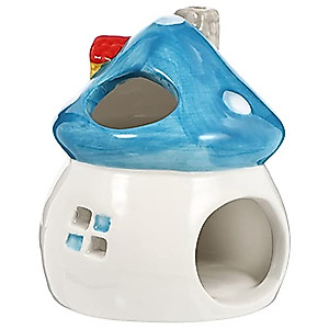 BESPORTBLE Hamster Hideout Mushroom Shape Ceramic Hamster House Small Animals Habitat Cage Hut Summer Cooling Hideout Nest for Chinchilla Hamster Rat Gerbils
