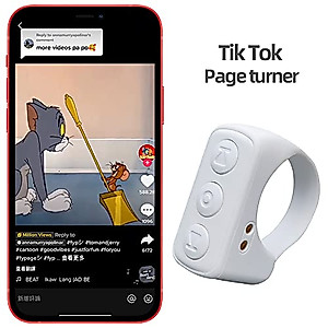TIKTok Remote Control Kindle APP Page Turner for Phone Camera, Bluetooth Button Clicker TIK Tok Scrolling Ring Rechargeable Camera Remote Compatible with iPhone/iPad/Android/Smartphones/Tablets