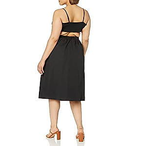 The Drop Women's Makenna Strappy Cross Front Smocked Back Midi Dress, Black, M
