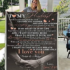 to My Husband from Wife I Wish I Could Turn Back The Clock I'd FIND You Sooner and Love You Longer Front Flannel Back Sherpa Fleece Blanket Gift(X-Large 80 X 60 INCH)