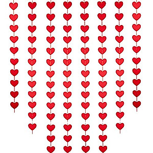 Adeeing 100 Felt Red Hearts Garland Valentines Day Decoration No DIY Required Red Heart Hanging String Garland 4 Pack for Home Wedding Anniversarty Bridal Shower Party Supplies Photo Backdrop