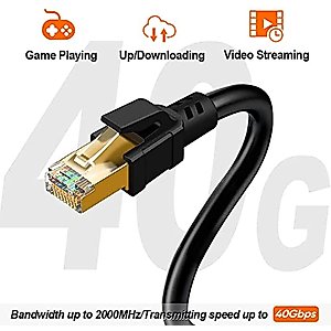 CableCreation Cat8 Ethernet Cable 1.6ft Short, 40Gbps Network Patch Shielded Heavy Duty Cable, 2000MHz SFTP Internet LAN RJ45 High Speed Gaming Cord for PS5 PS4, Xbox, Modem, Router, 0.5M