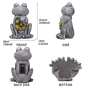TastyHome Garden Statues Frog Figurine - Solar Powered Garden Decor for Outside, Garden Sculpture and Statues for Patio Lawn Yard Decor, Decorative Outdoor Statues with 6 Lights
