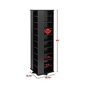 Prepac Large 4-Sided Spinning Tower, Black