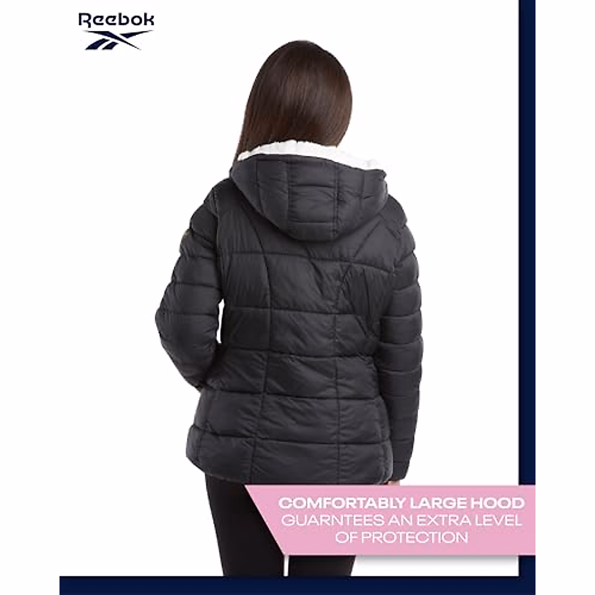Reebok Women's Winter Jacket - Heavyweight Quilted Puffer Parka Coat - Sherpa Lined Ski Jacket for Women (S-XL), Size Medium, Black