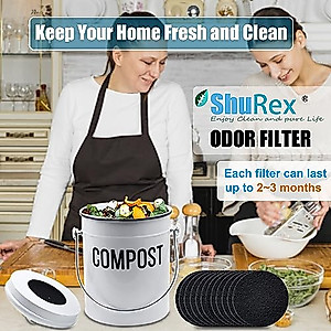 12-Pack 7.25" Compost Bin Odor Absorbing Filters, Activated Charcoal Deodorizer for Kitchen Trash Cans, Compost Buckets, Countertops and Recycle Bins