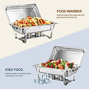 Perossia 3 Packs Chafing Dish Buffet Set Stainless Steel Food Warmer with 8QT 3 Full Size Pans Portable for Parties Catering Buffet Servers and Warmers
