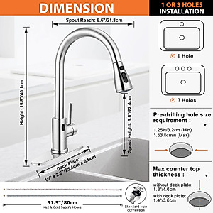 Homikit Touchless Kitchen Faucets with Pull Down Sprayer & Soap Dispenser, Automatic Motion Sensor Smart Faucet for Kitchen Sink, Brushed Nickel Single Handle Stainless Steel Faucet for Farmhouse RV