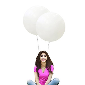 IN-JOOYAA 24 Inch Latex Round Balloons 5 Pack White Thick Big Balloons for Party Decorations