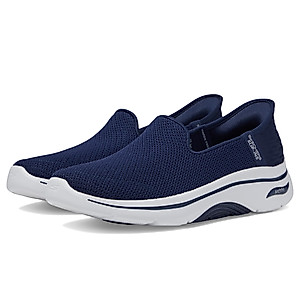 Skechers Women's Go Walk Arch Fit 2.0 Delara Hands Free Slip-Ins Sneaker, Navy/White, 9.5