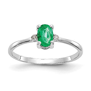 IceCarats 14K White Gold Diamond Green Emerald Ring Gemstone Band April May Birthstone Jewelry Size 6