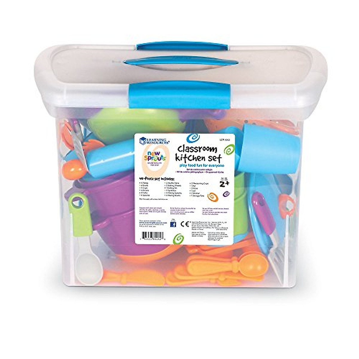 Learning Resources New Sprouts Classroom Kitchen Set - 45 Pieces, Ages 2+ Pretend Play Food for Toddlers, Preschool Learning Toys, Kitchen Play Toys for Kids