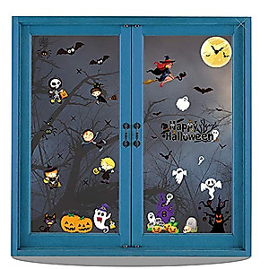 Vanleonet Halloween Window Clings Decals for Window Glass,Double-Side Spooky Removable Window Sticker for Halloween Party Decoration