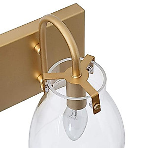 KSANA 3-Light Modern Vanity Light Fixture, Brass Bathroom Lighting with Clear Glass Shades, 22” L