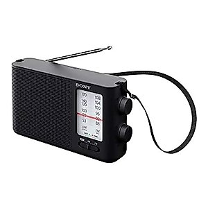 Sony Dual Band FM/AM Analog Portable Battery Radio Home Audio Radio Black (ICF-19)