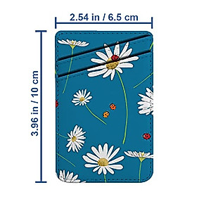 Pack of 2 - Cellphone Stick on Leather Cardholder ( Daisies Lady Bugs Pattern Pattern ) ID Credit Card Pouch Wallet Pocket Sleeve