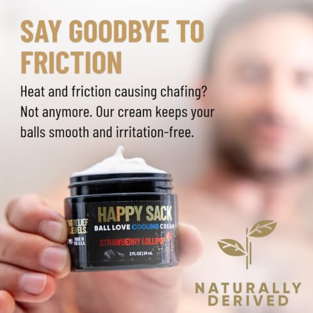 Derm Dude Happy Sack Ball Deodorant & Anti Chafing Cream for Men | Formulated With All-Natural DeoPlex for Odor Control | Aluminum Free Nut Love Cooling Cream - Coconut Rush Scent, 2 oz (1 Pack)