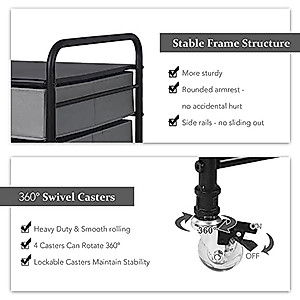 EazeHome Rolling Cart, Rolling Storage Cart, Mini Fridge Cart with Storage, Mini Fridge Table, Rolling Cart with Drawers, 2 Tier Utility Cart on Wheels, 2 Drawer Storage Organizer for Dorm