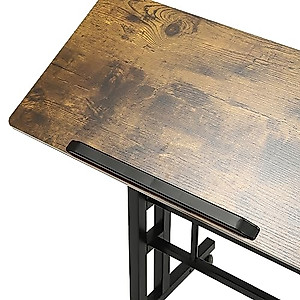 LOHISHILO Mobile Stand Up Desk Adjustable Laptop Desk with Wheels Storage Rolling Table Cart for Standing or Sitting, for Home Office Workstation, Iron-Brown, 27.5-45.3in