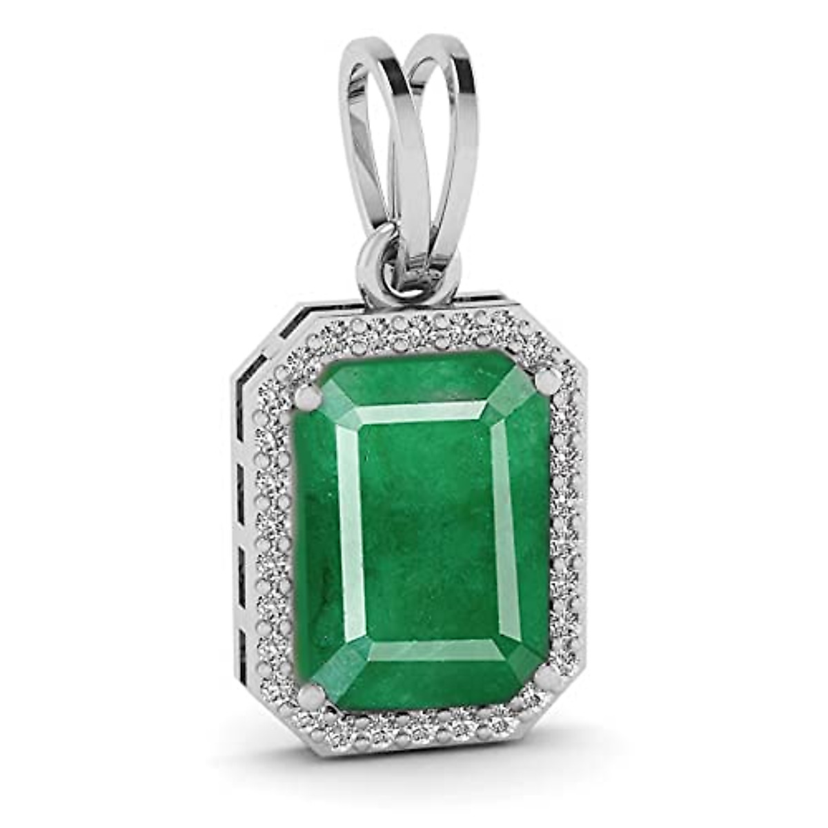 LMDPRAJAPATIS Natural Lab Certified original 7.50 Carat Colombian Emerald Panna Jwelery beautiful Pendant for 925 Sterling Silver Gift Her Everywear pendant