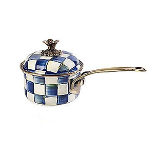 MacKenzie-Childs Royal Check Enamel 1 Quart Sauce Pan