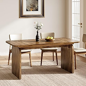 LITTLE TREE 63-Inch Office Desk, Large Computer Desk, Spacious Desktop, Wood Retro Crafting Executive Desk, Study Writing Desk Workstation for Home Office