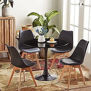 Round Dining Table Small Black Kitchen Table 31.5" in Tulip Design Modern Pedestal Table for Small Space Dining Room 2 to 4 Person