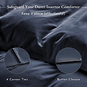 California Design Den Full/Queen Cotton Duvet Cover Set, 400 Thread Count 100% Cotton Quilt Cover & Pillow Shams, Sateen Weave Bedding Set with Button Closure (Indigo Dusty Blue)