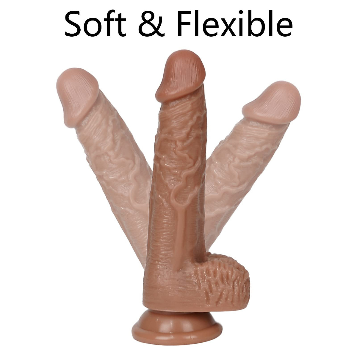 Realistic Silicone Dildo for Women: 8 Inch Soft Anal Dildo with Strong Suction Cup for Hands-Off Play, Body-Safe Material Dildo Adult Sex Toys for Female and Men