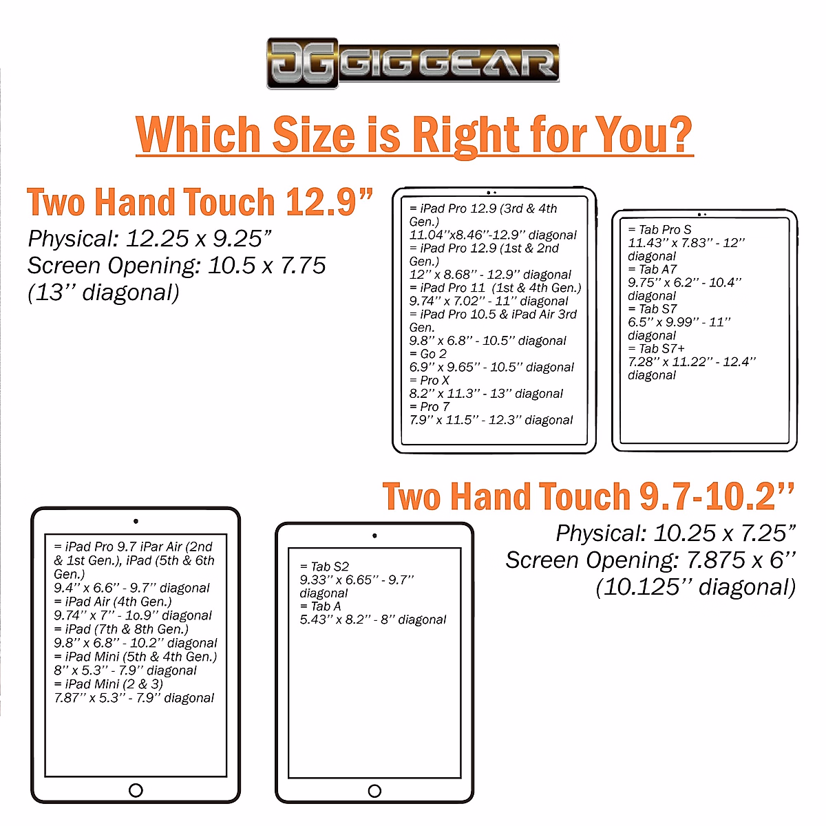 Gig Gear Two Hand Touch Tablet Chest Harness for iPad and Samsung Tablets - Rugged Tablet Carrying Case with Strap and Compartments - Heavy Duty iPad Chest Mount for 12.9 Inch Mobile Device (Black)