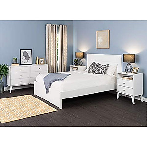 Prepac Milo Mid-Century 6 Drawer Double Dresser For Bedroom, 16" D x 52.50" W x 33" H, White