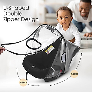 YAZZI & Co. Car Seat Rain Covers, EVA Food Grade Material, Well Ventilated, Universal Car Seat Cover for Babies, Waterproof, Windproof, Quick Access Double Zipper Opening