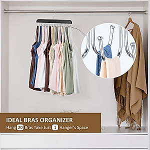ZEDODIER Bra Hanger for Closet, Tank Top Hanger 20 Hooks Capacity, Wood Space Saving Hanger Closet Organizers and Storage for Dorm & Apartment, Black