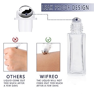 wifreo 20 PCS Essential Oil Roller Bottles, Clear Thick Glass Roller Bottles 5 ml, Roller Balls for Essential Oils, Roll on Bottles (4 Funnels, 5 Dropper, 1 Opener)