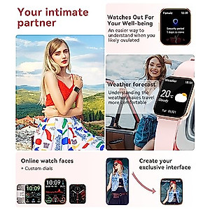 LIGE Smart Watch for Women with Android iOS, 1.83 Inch Bluetooth Calls/Real-Time Notification Smartwatch, 100 Sports, IP68 Waterproof Healthy Fitness Tracker, Pink