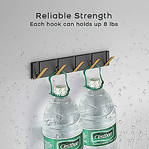 HOMHII Aluminum Folding Coat Hook Wall Mounted 5-Hook,Withstands 50 lbs Coat Hooks for Purse Clothing Entrance Jacket