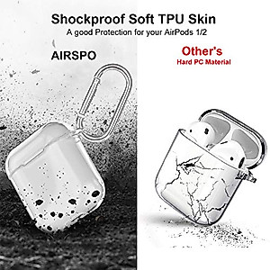 AIRSPO Airpods Case Cover, Clear Soft TPU Protective Cover Compatible with Apple AirPods 1/2 Wireless Charging Case with Keychain (Clear)