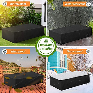 KALINCO Patio Furniture Covers, Heavy Duty 600D Outdoor Furniture Cover Waterproof, Outdoor Table and Chair Set Cover Wind Dust Proof 126" L x 84" W x 28" H