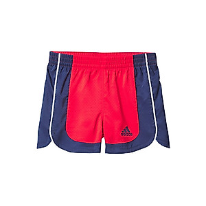 adidas Girls' Colorblock Woven Shorts, Vivid Red, 5
