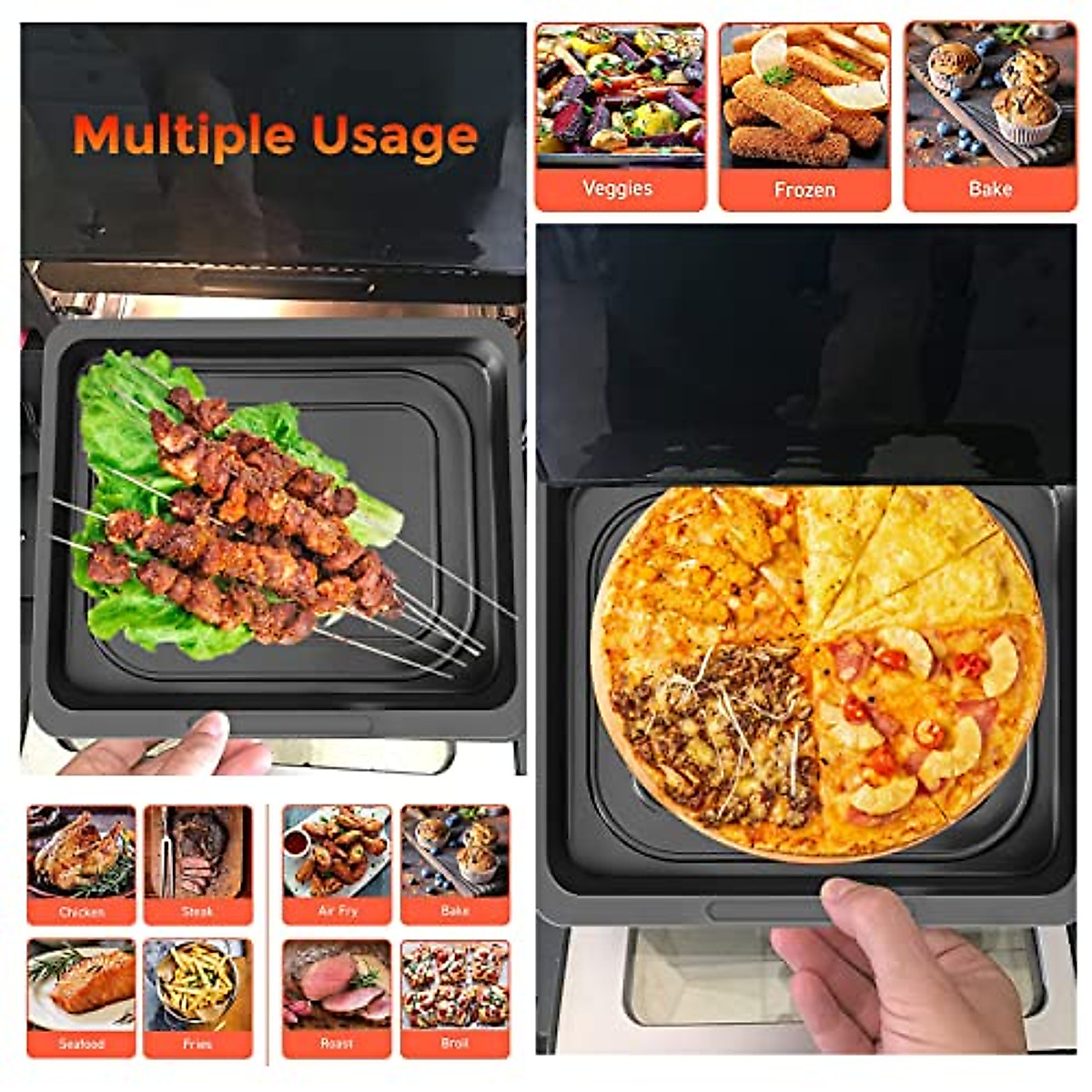 Air Fryer Grill Pan for Instant Vortex Plus10 Quart, 10.1 * 9’’ Food Grade Nonstick Replacement Rack Parts Tray Grill Crisper Plate for Innsky CROWNFUL 10.6Qt Air Fryer Oven, Dishwasher Safe