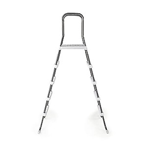 Intex 28067E Steel Frame 52" Pool Entry Step Ladder with Secure Non-Slip Steps for Above Ground Outdoor Swimming Pools, Silver