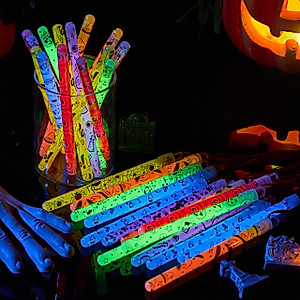 JOYIN 30 Pcs Halloween Glow Sticks Bulk Party Pack, Hanging Wands in 8 Designs, 6 Colors Light Up Sticks for Kids Glow in The Dark Halloween Party Favor Supplies, Halloween Goodie Bag Filler